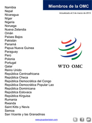 Miembros de la OMC | 2013 | PDF