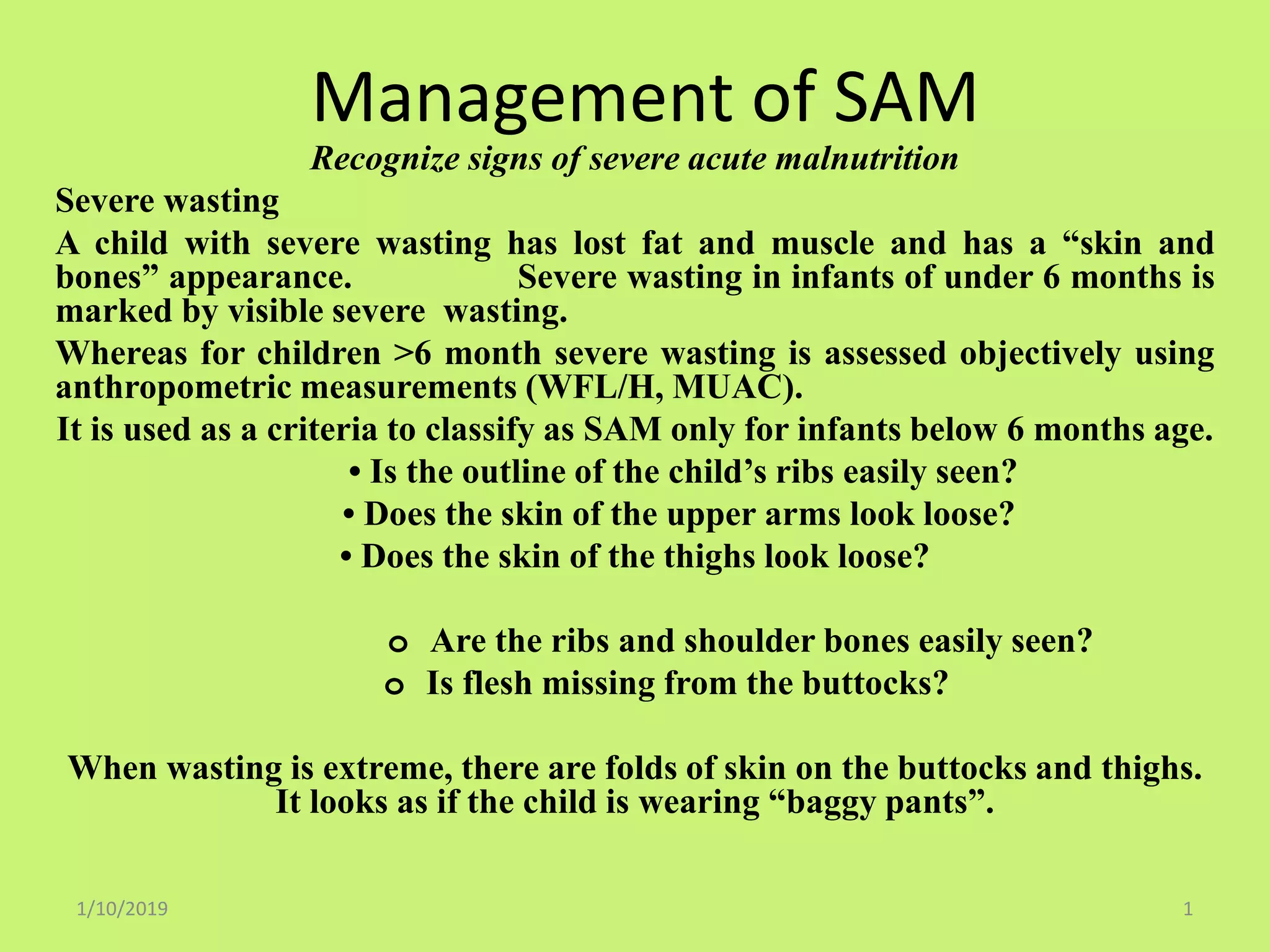 Management Guidelines of Severe Acute Malnutrition SAM in Pediatrics | PDF