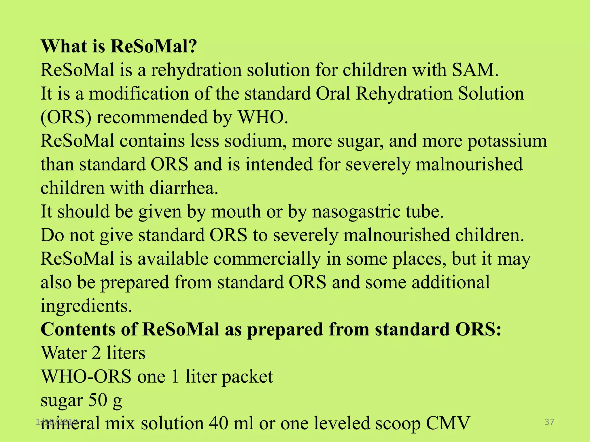 Management Guidelines of Severe Acute Malnutrition SAM in Pediatrics | PDF