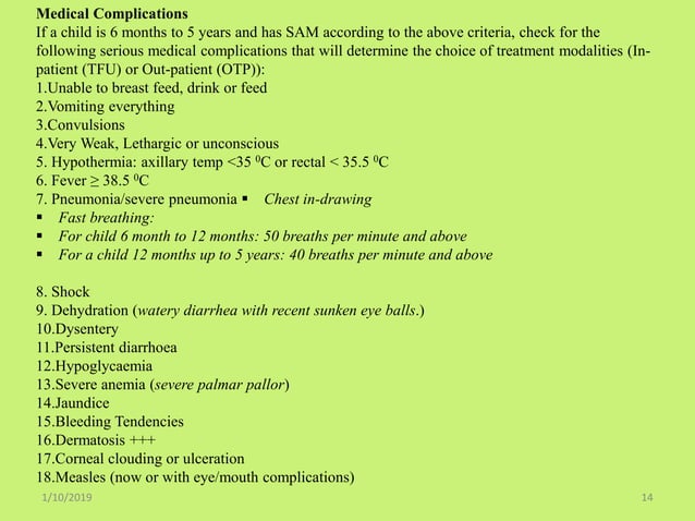 Management Guidelines of Severe Acute Malnutrition SAM in Pediatrics ...