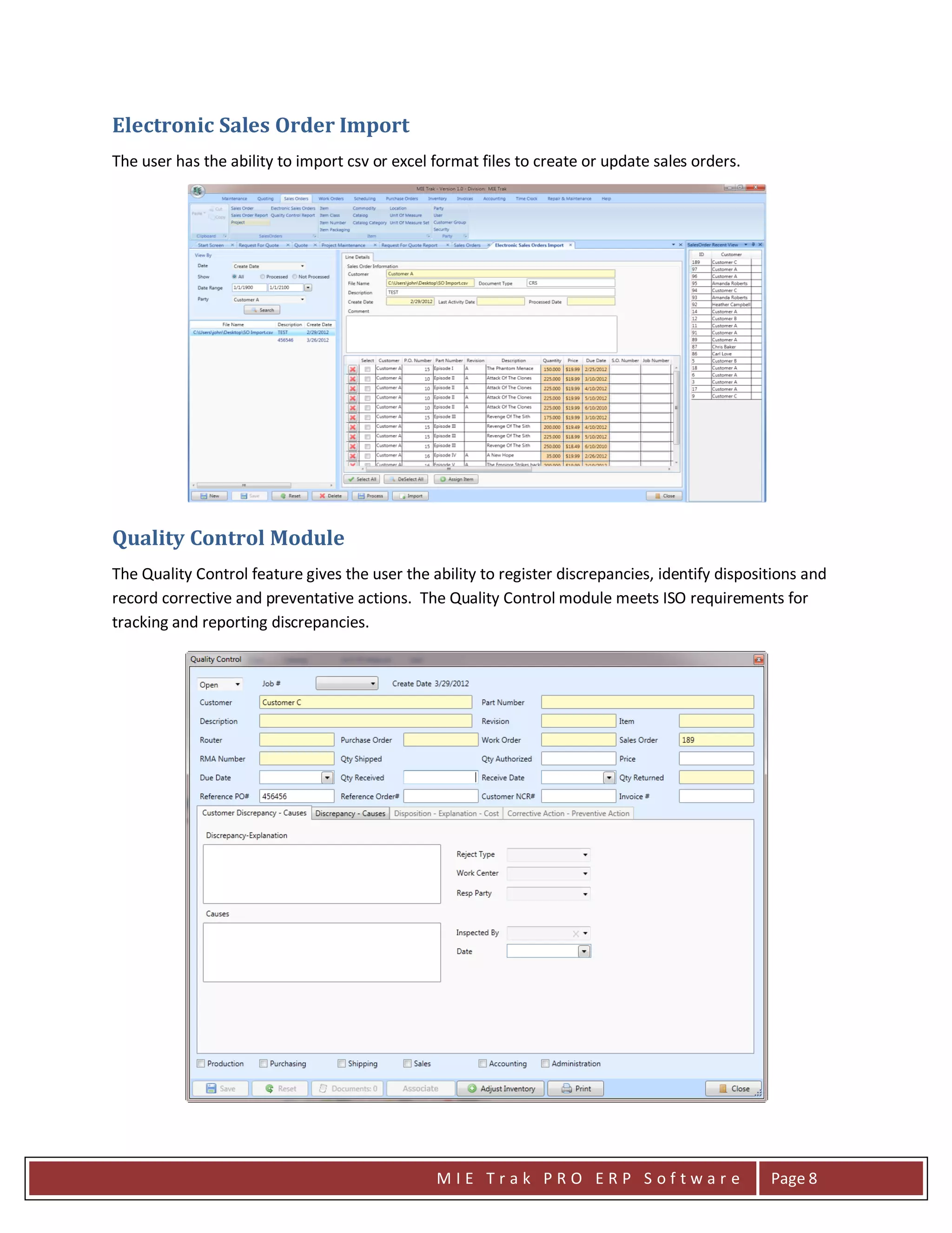 MIE Trak PRO ERP SOftware Brochure | PDF