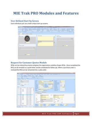 MIE Trak PRO ERP SOftware Brochure | PDF