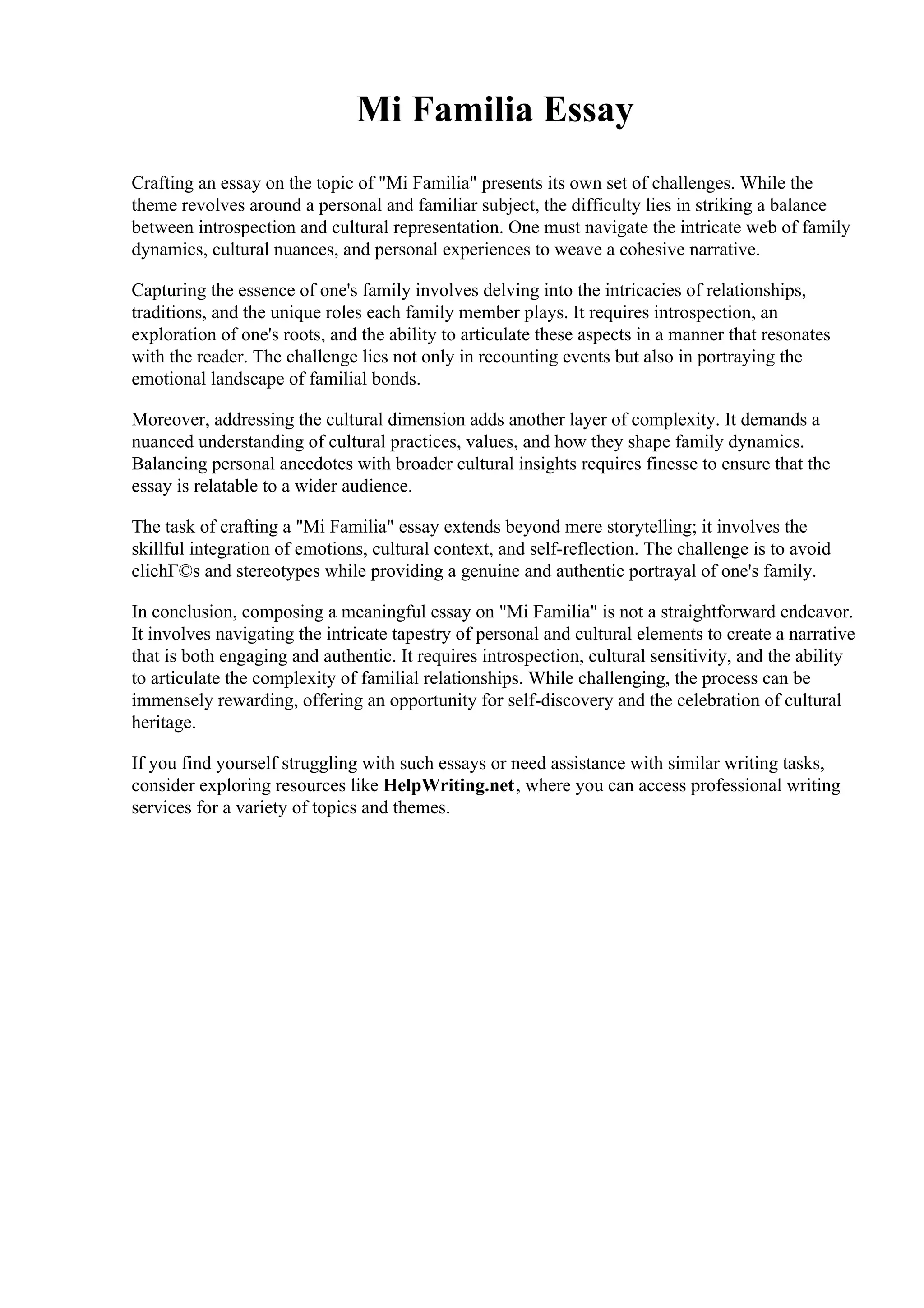 Mi Familia Essay. Tohono Oʼodham Community College | PDF