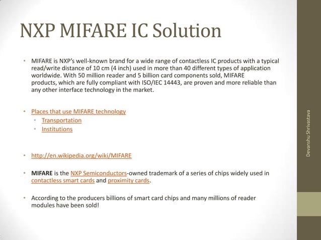 MIFARE IC Soultion From NXP | PPT | Free Download