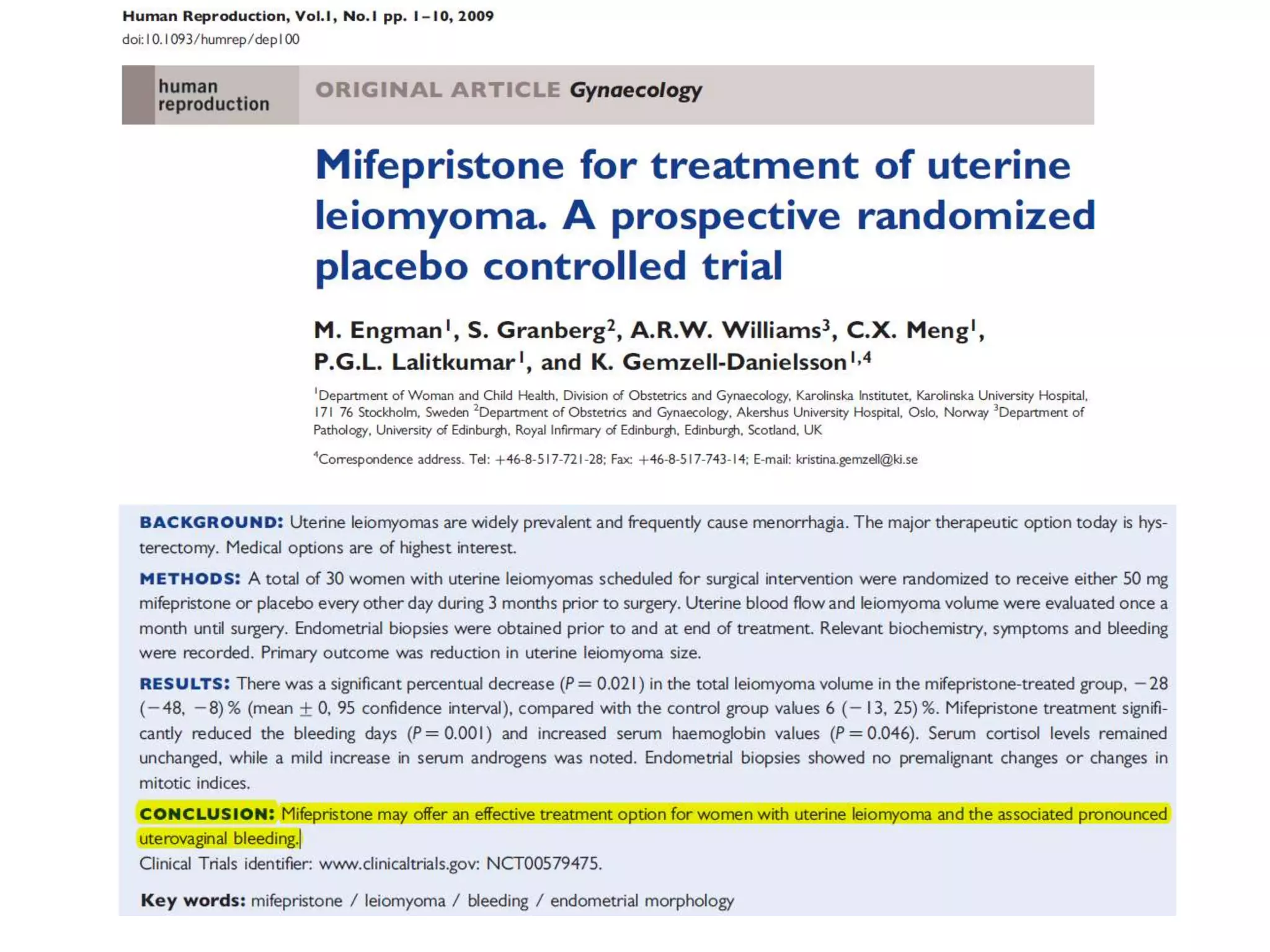 Low Dose Mifeprostone in the Management of Fibroid Dr Sharda Jain | PPTX