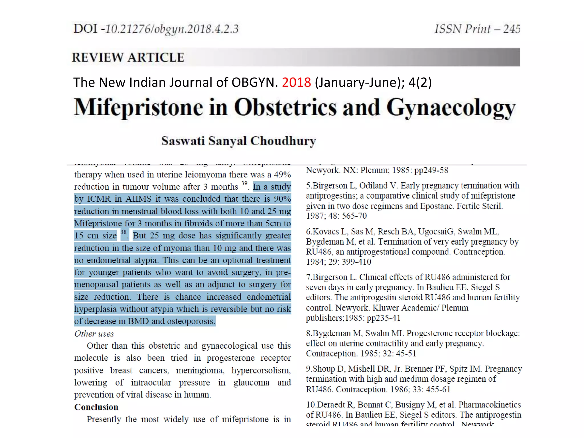 Low Dose Mifeprostone in the Management of Fibroid Dr Sharda Jain | PPTX
