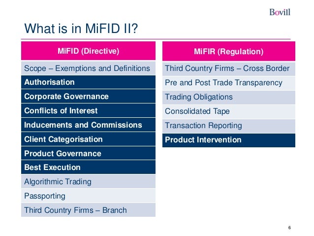 MiFID II - investor protection - Bovill briefing feb 15