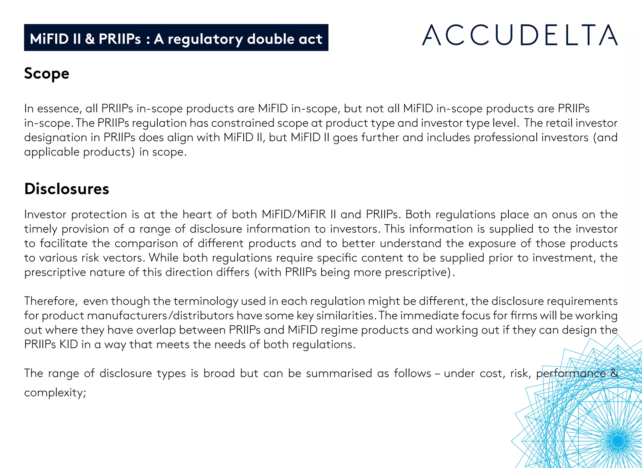 MiFID II and PRIIPs: A regulatory double act | PPT