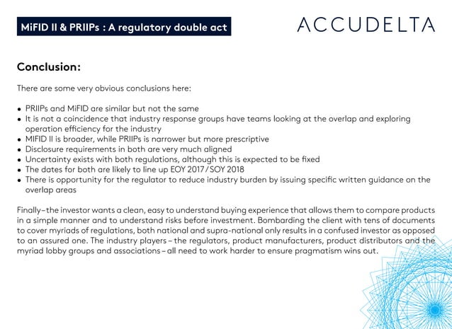 MiFID II and PRIIPs: A regulatory double act | PPT