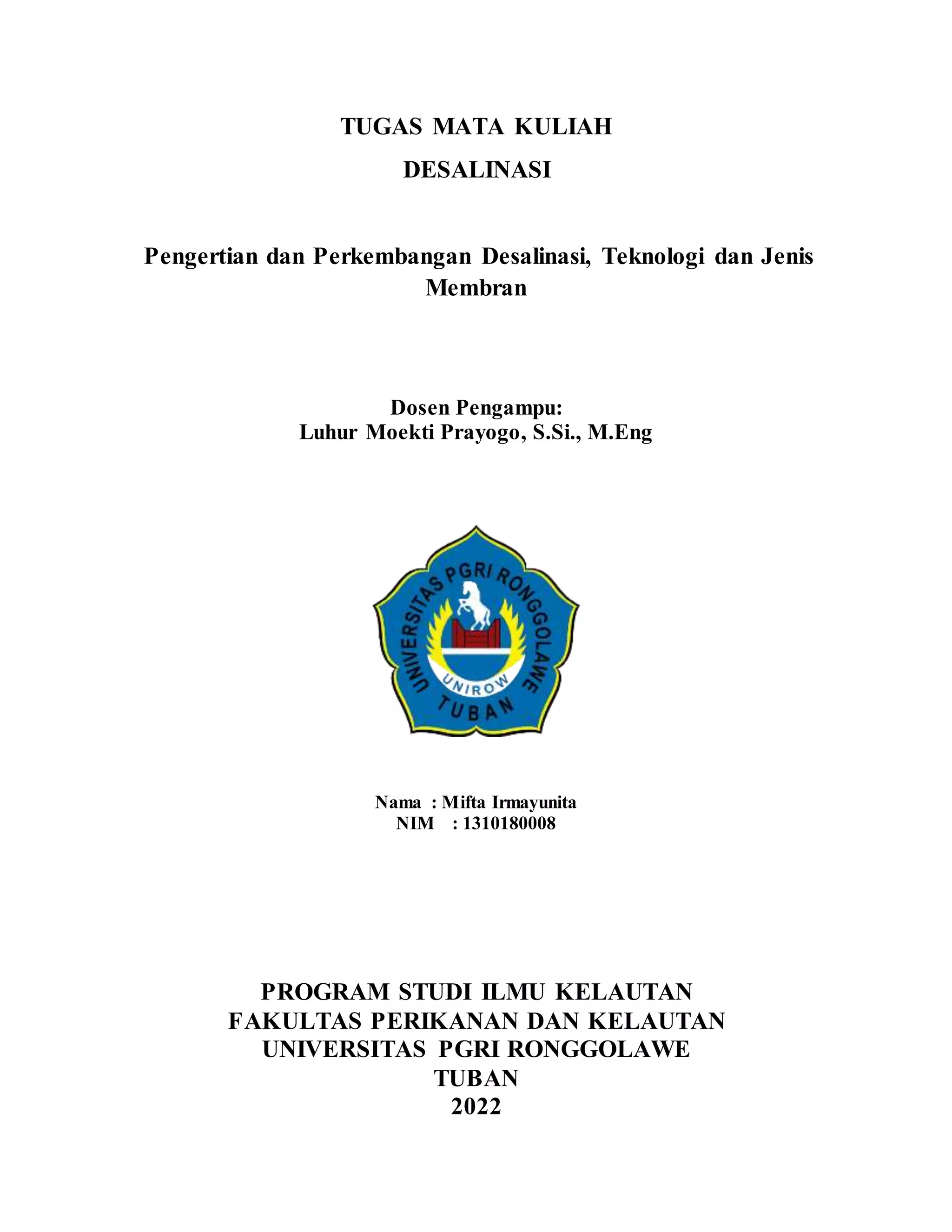 Makalah Desalinasi - Pengertian dan Perkembangan Desalinasi, Teknologi ...