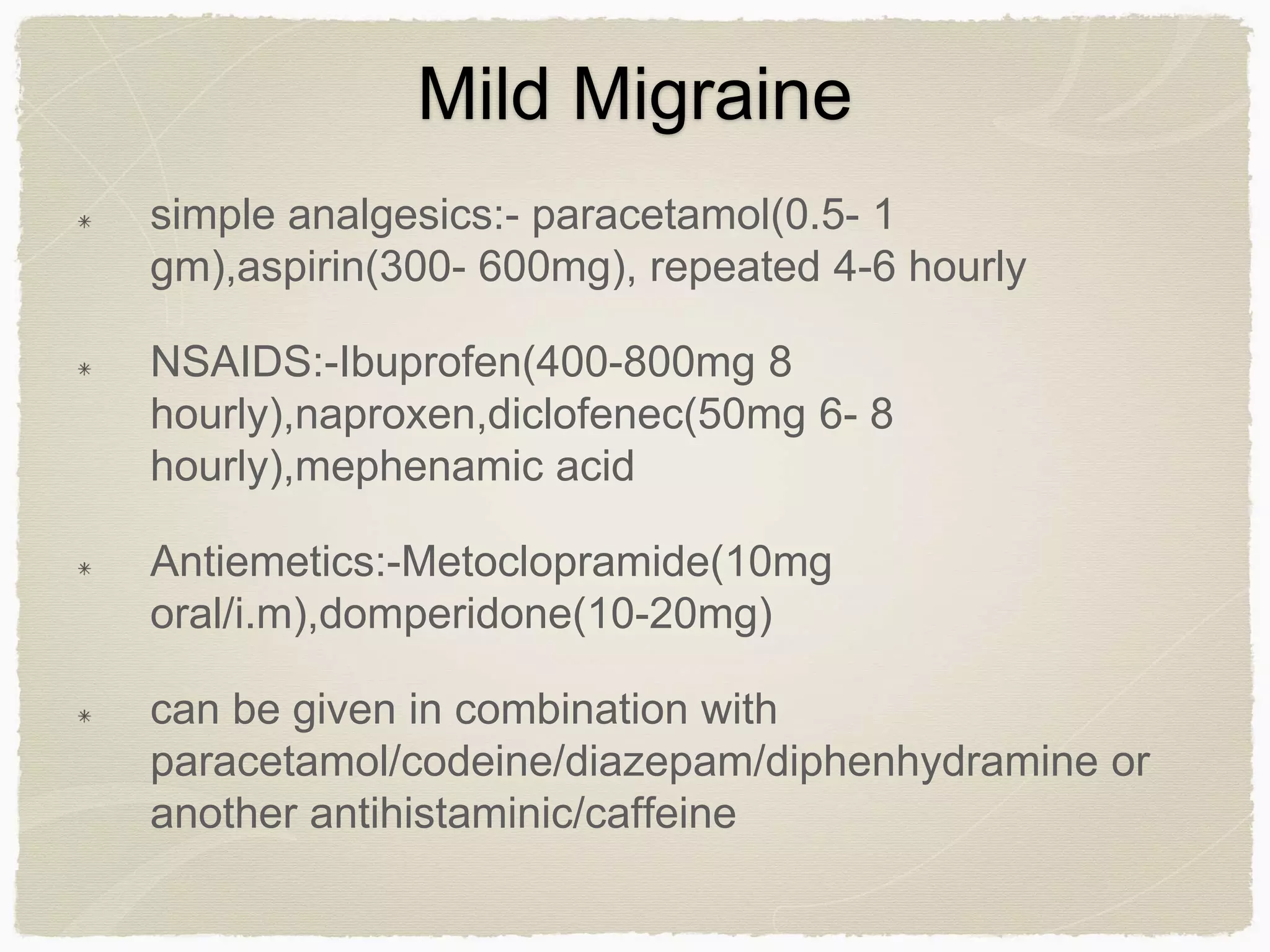 drug therapy of migraine | PPTX