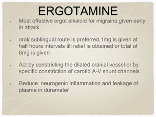 drug therapy of migraine | PPTX