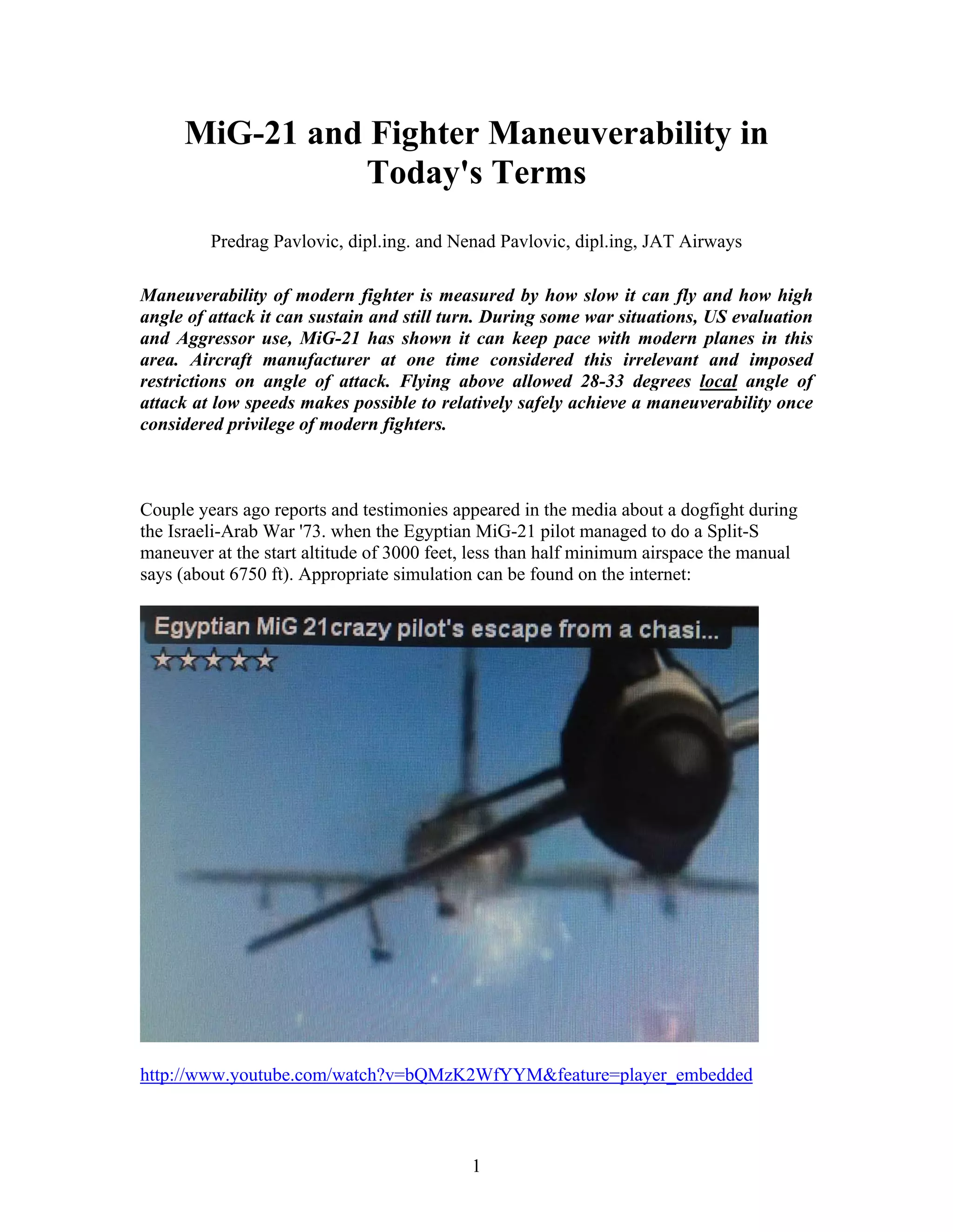 Mig-21and fighter maneuverability in today's terms | PDF