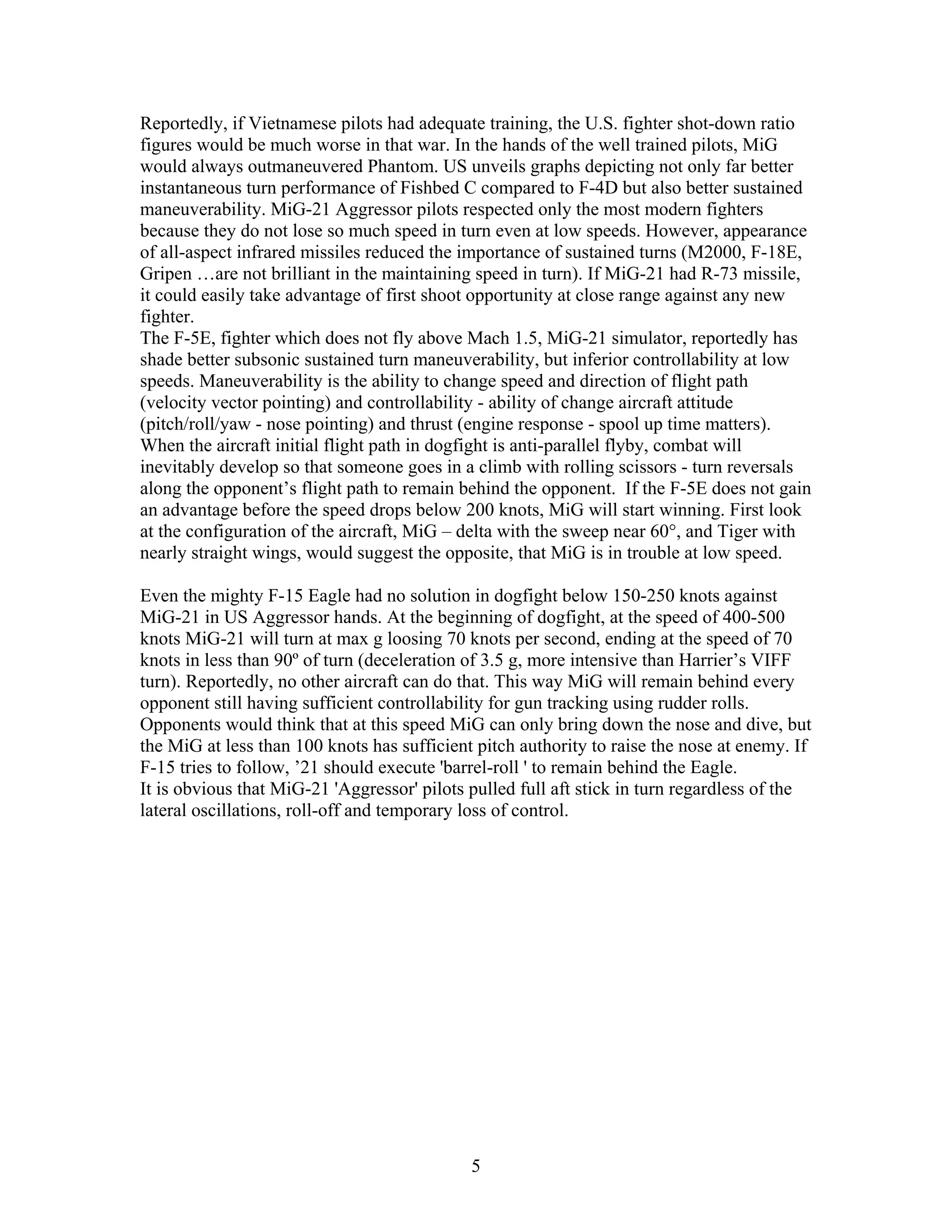 Mig-21and fighter maneuverability in today's terms | PDF