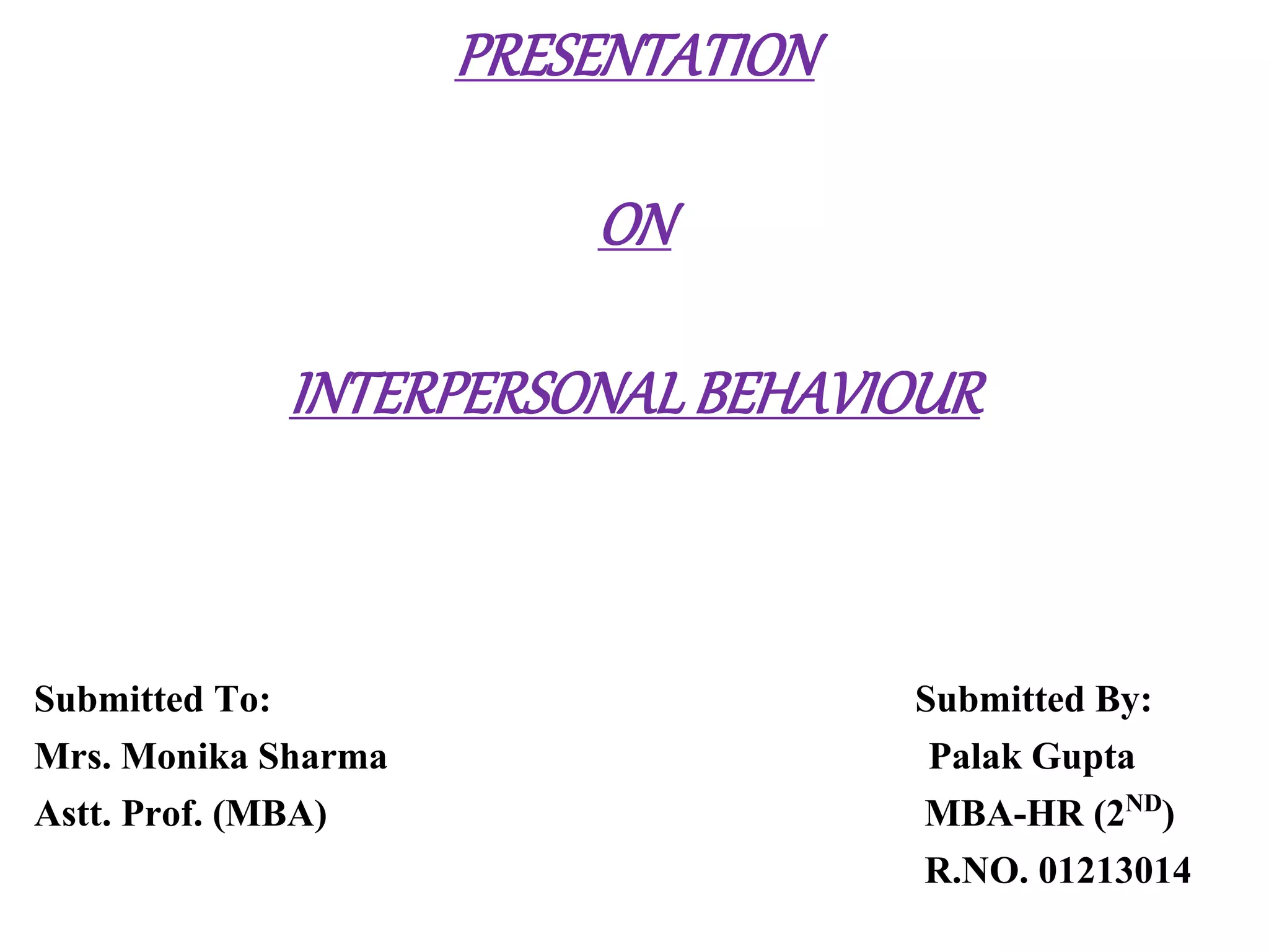 interpersonal behaviour | PPTX