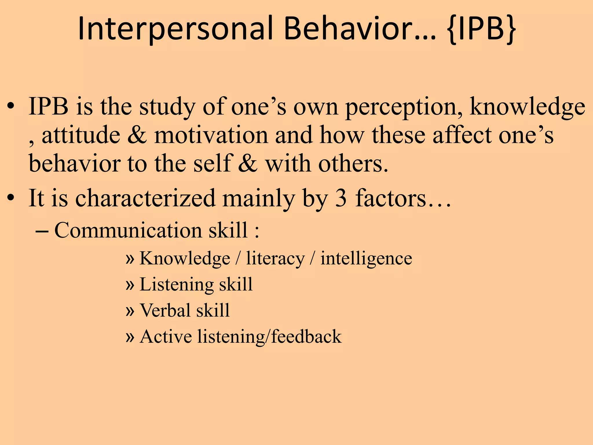interpersonal behaviour | PPTX