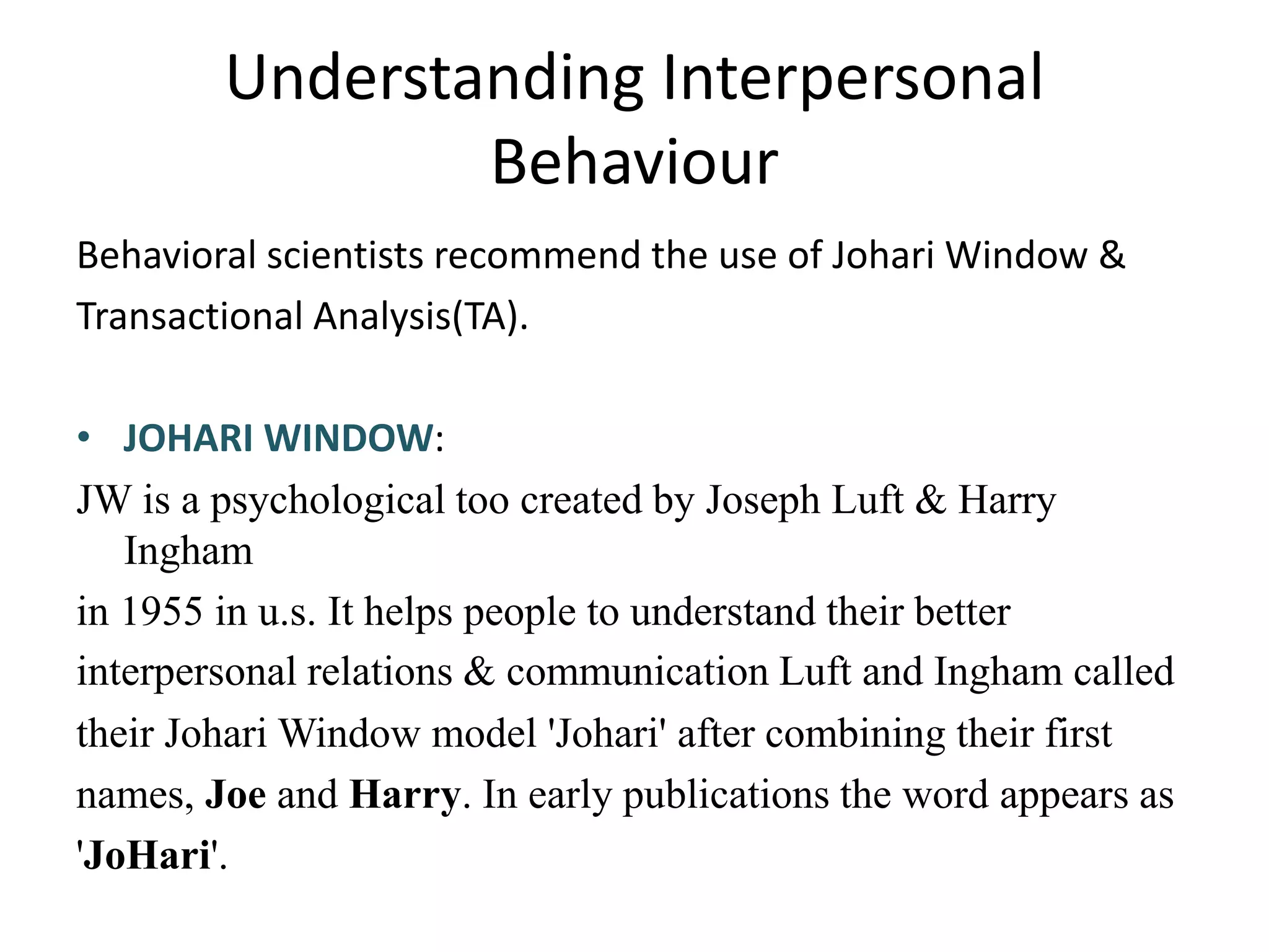 interpersonal behaviour | PPTX