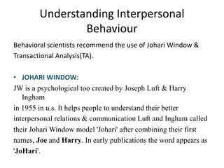 interpersonal behaviour | PPTX