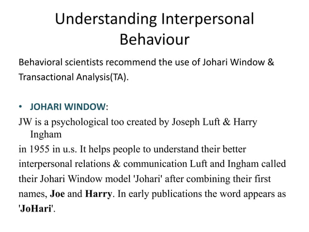 interpersonal behaviour | PPTX