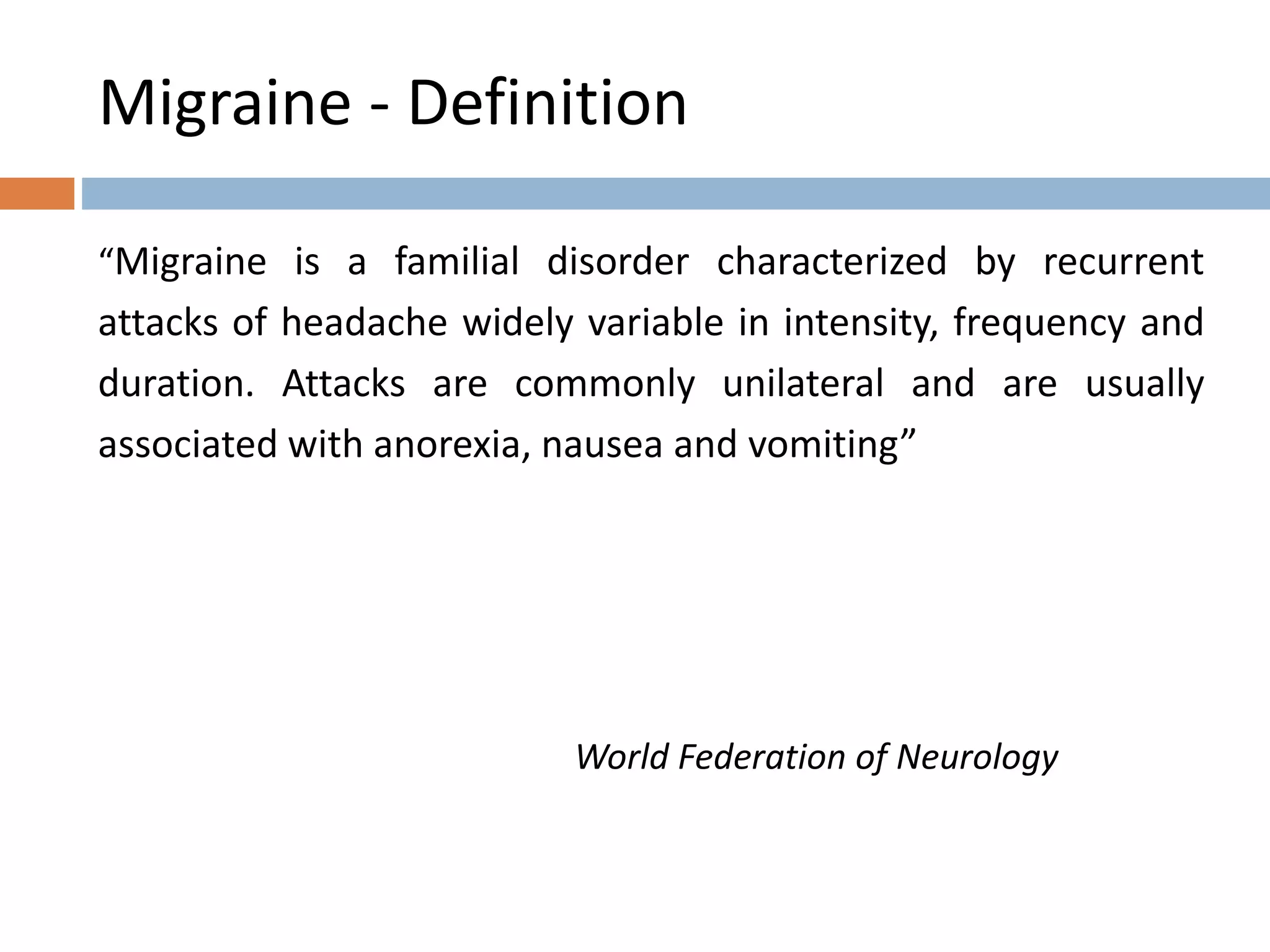 Migraine etiopathogenesis and management | PPTX