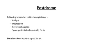 Migraine, it's types, pathophysiology and pharmacotherapy | PPTX