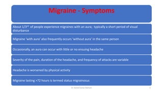 Anti-migraine drugs. Dr. Ashok Kumar Batham,MB,BS,MD,DCR, | PPTX