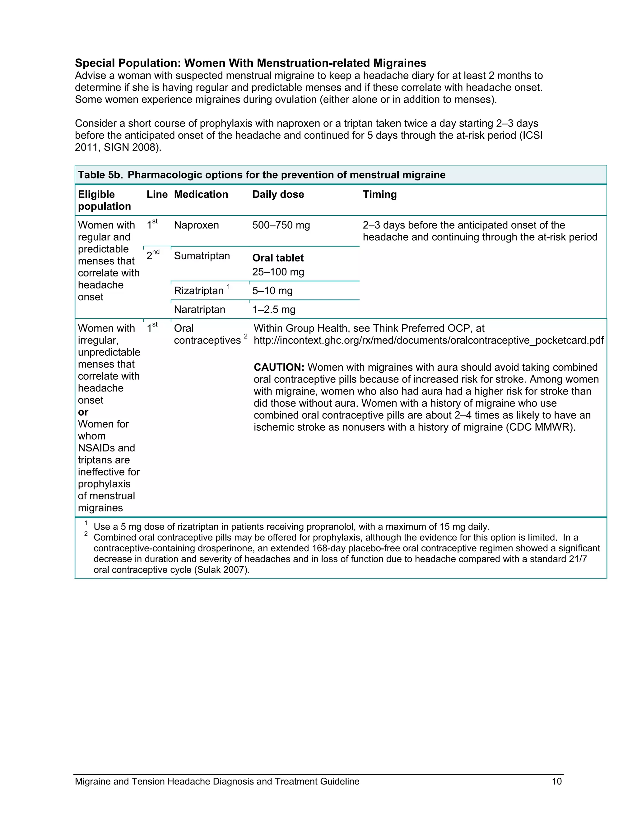 Migraine and headache diag guideline group health | PDF