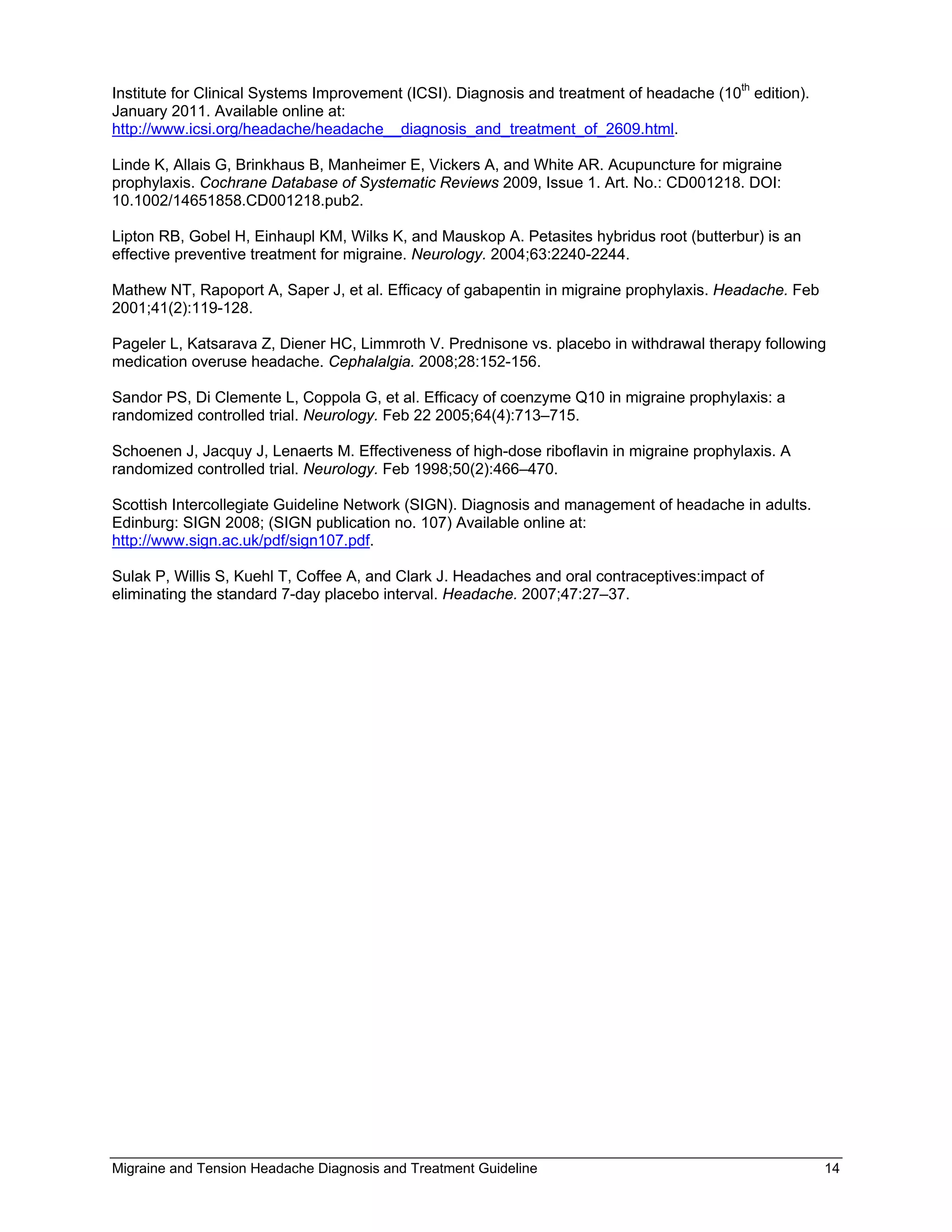 Migraine and headache diag guideline group health | PDF