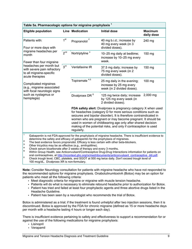 Migraine and headache diag guideline group health | PDF