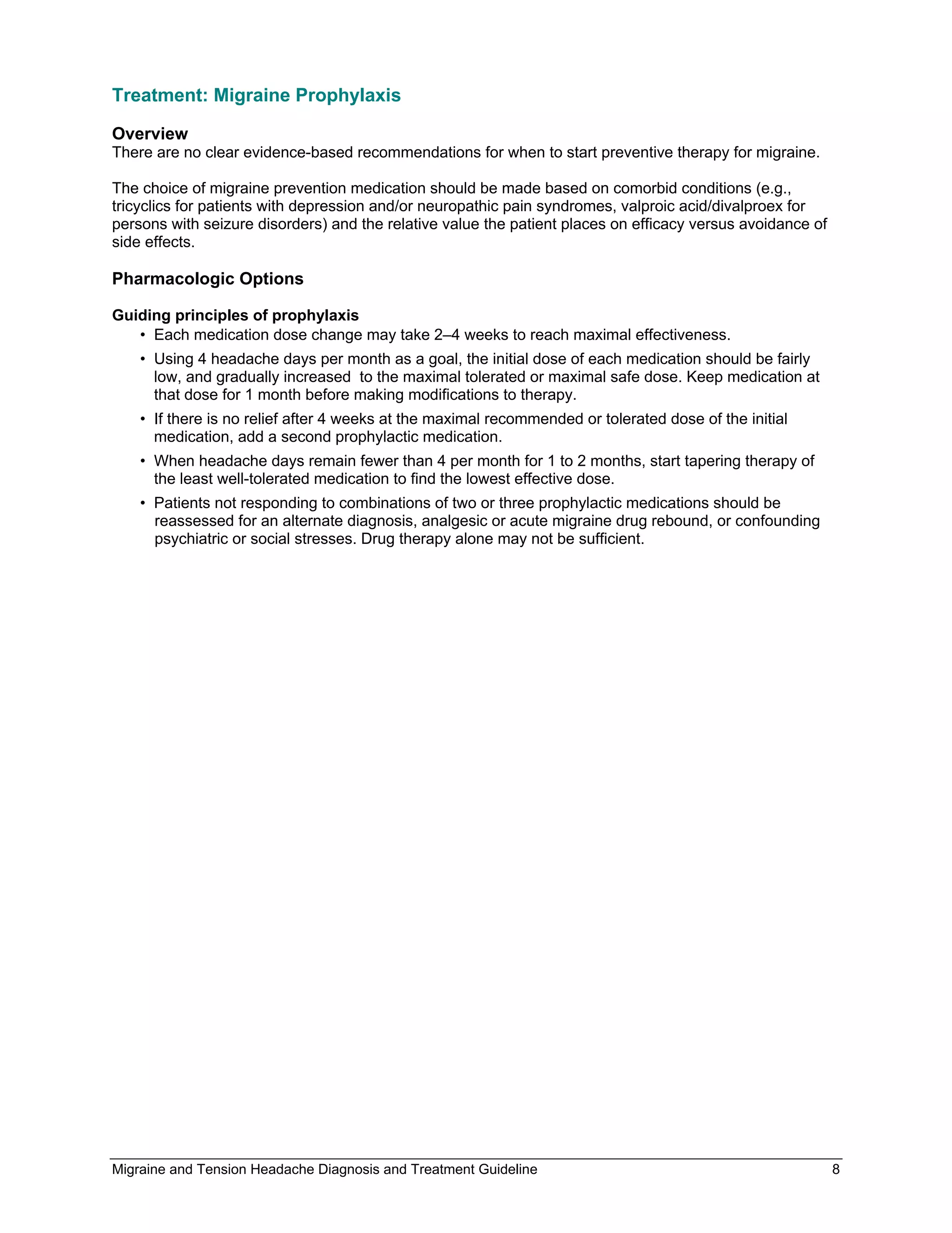 Migraine and tension headache diagnosis and treatment guideline | PDF