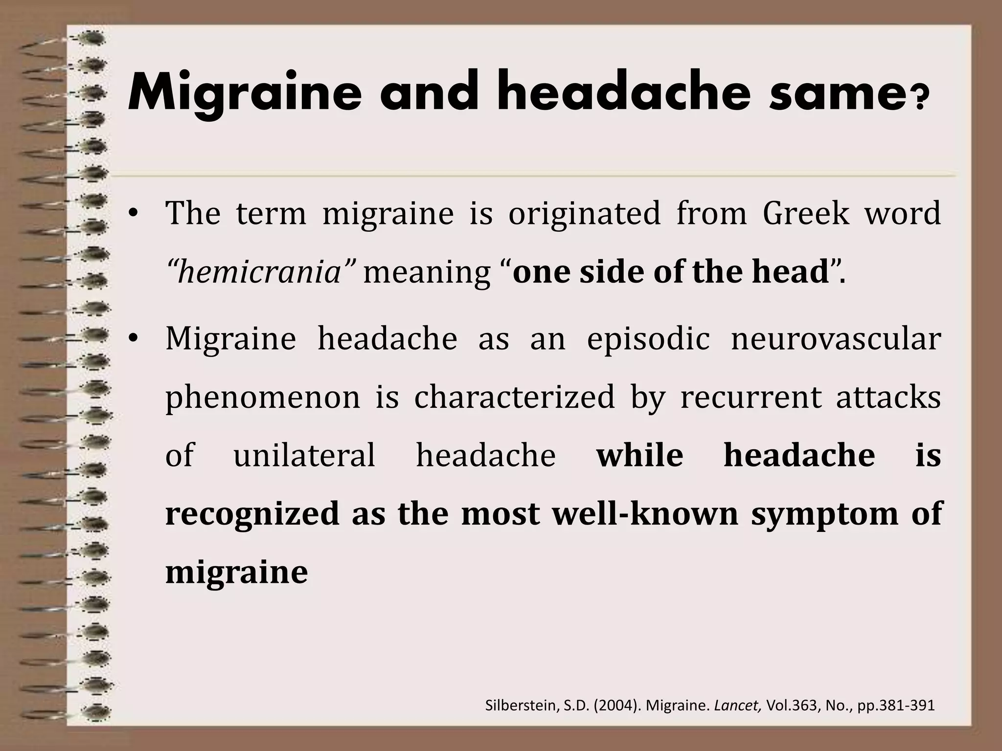 Migraine and types | PPTX