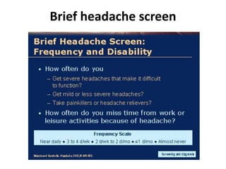 Migraine assessment screening instruments & scales | PPTX