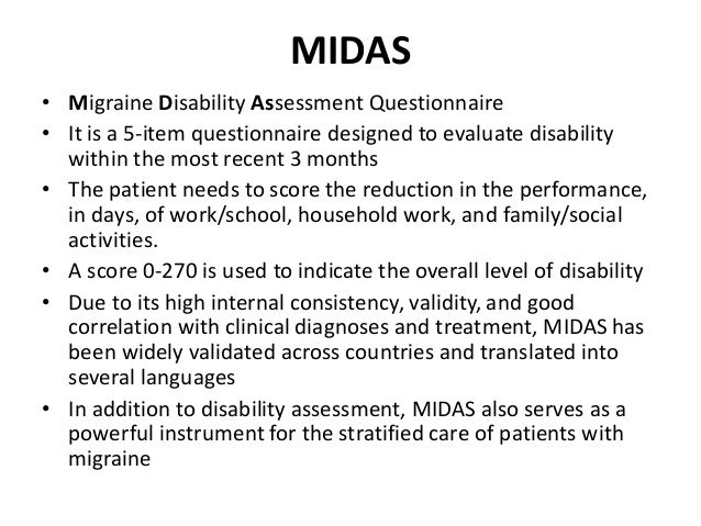 Migraine assessment screening instruments & scales