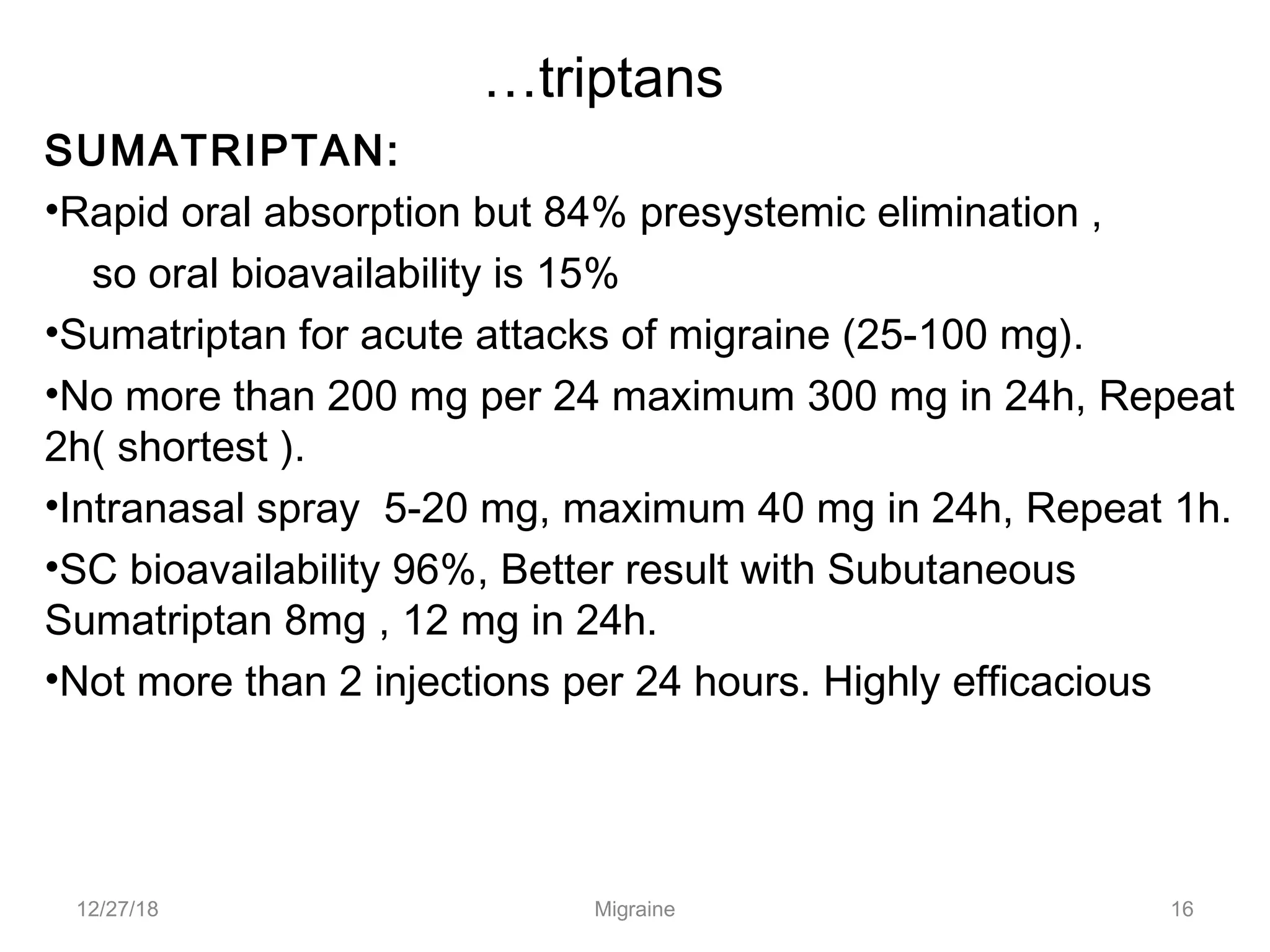 Pharmacological management of migraine | PPT