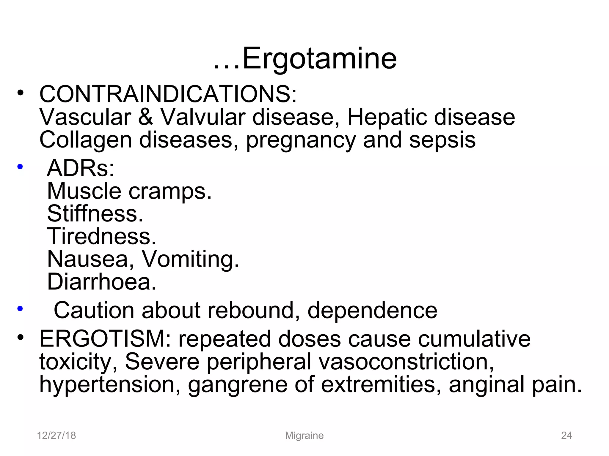 Pharmacological management of migraine | PPT