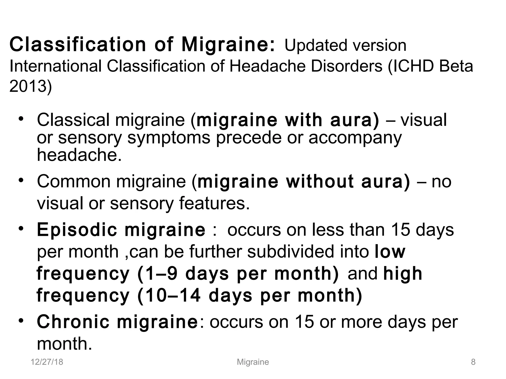 Pharmacological management of migraine | PPT