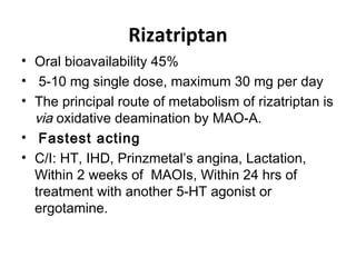 Pharmacological management of migraine | PPT