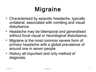 Pharmacological management of migraine | PPT
