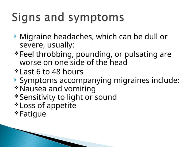 Migraine (Headache).ppt a presentation | PPT