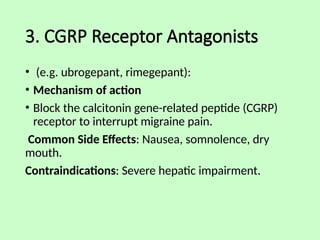 MIGRAINE PHARMACOLOGY and treatment uses | PPTX