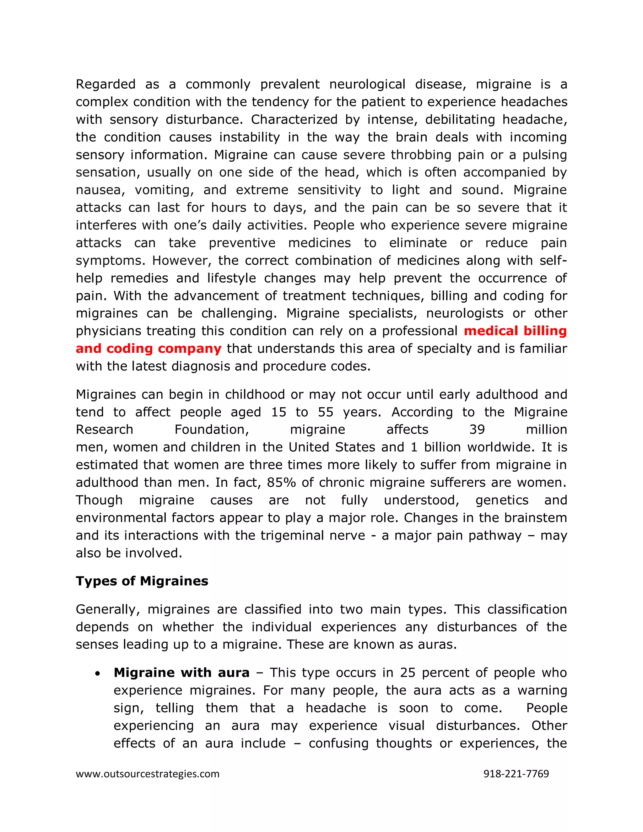 Migraines types, diagnosis, treatment and prevention | PDF