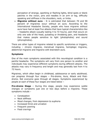 Migraines types, diagnosis, treatment and prevention | PDF