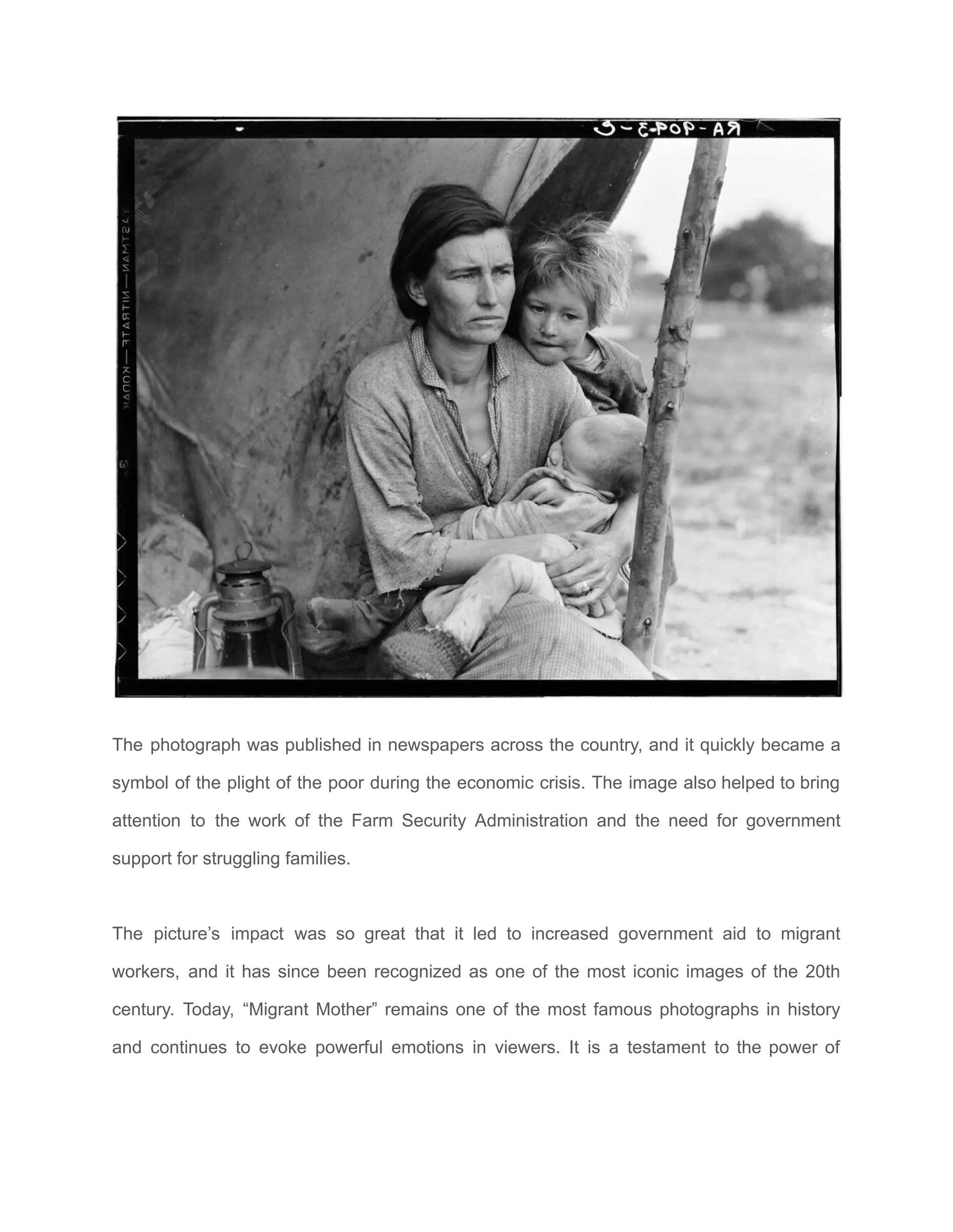 Migrant Mother – Iconic Photograph of Great Depression Era | PDF