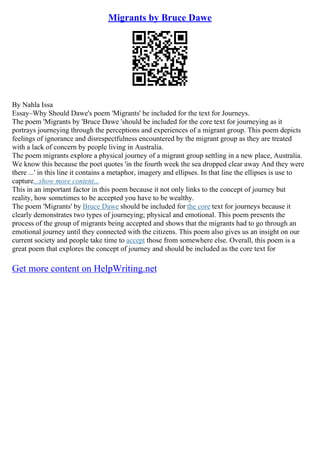 Migrants By Bruce Dawe | PDF