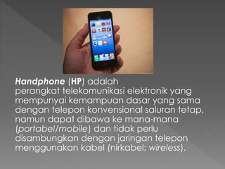 Migrasi telepon kabel ke handphone | PPTX