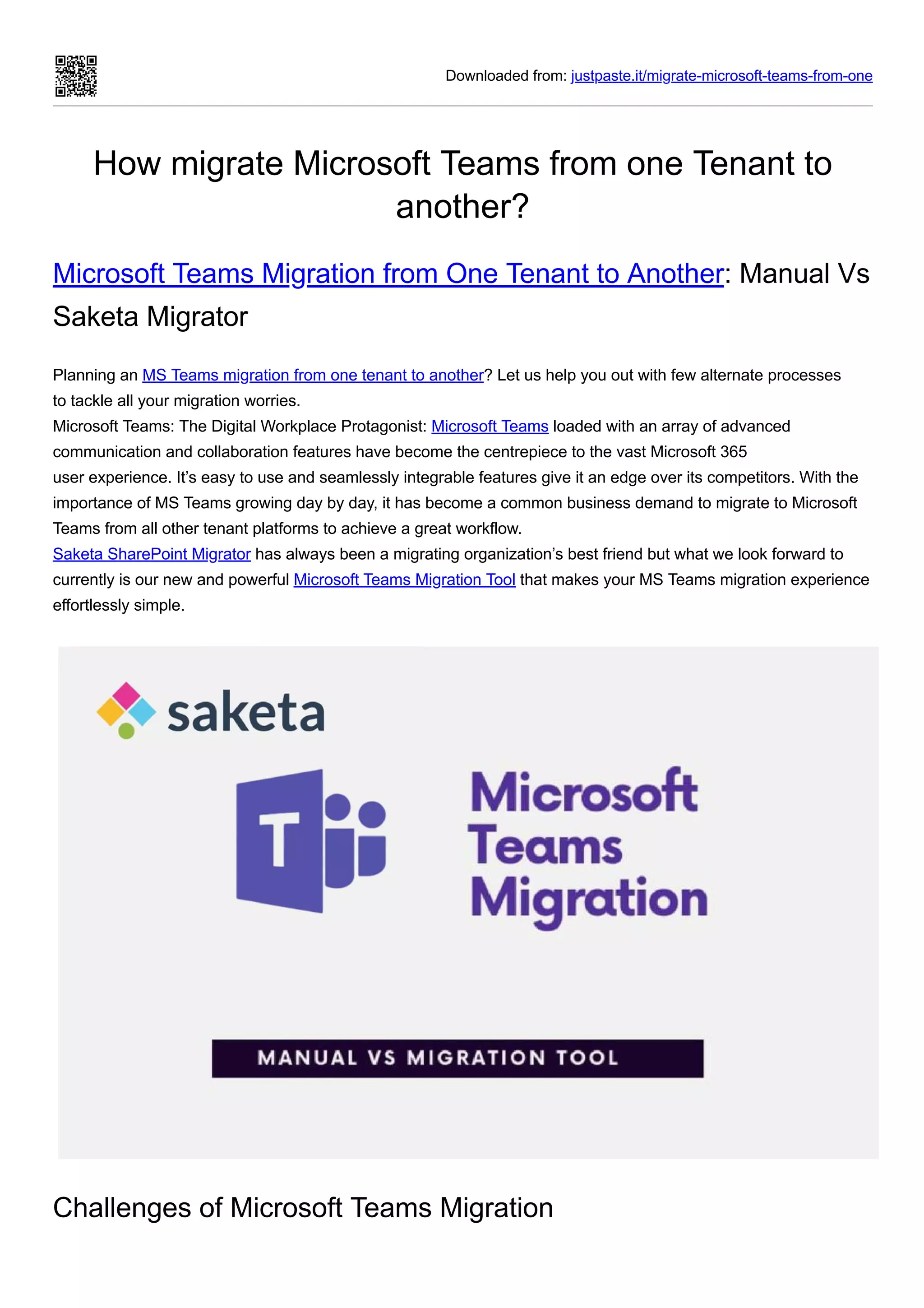 Migrate Microsoft teams from one tenant to another tenant | PDF | Email ...