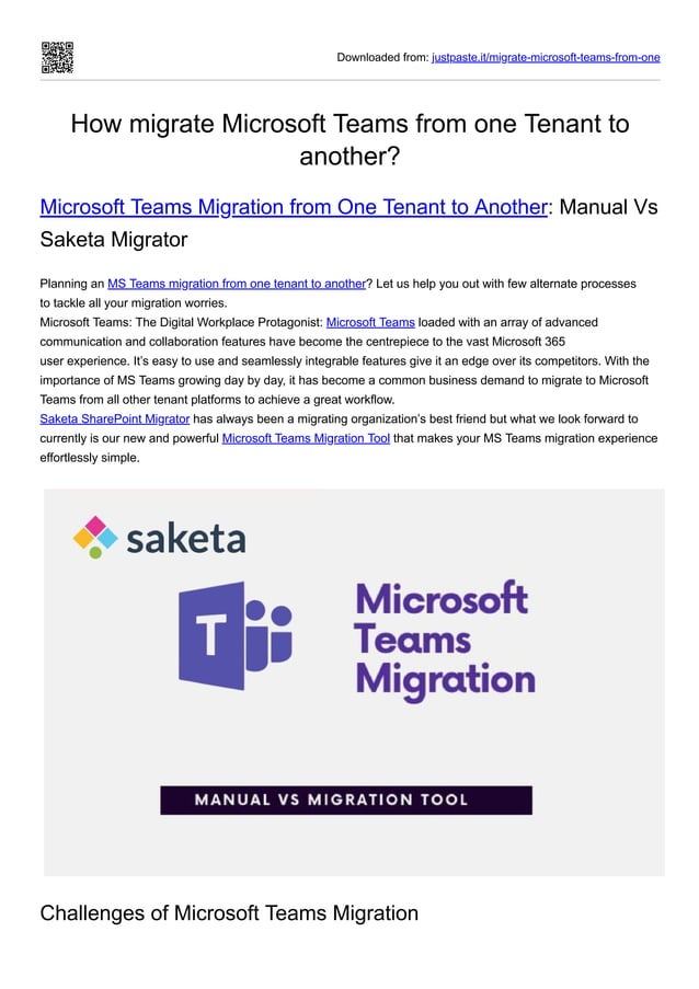 Migrate Microsoft teams from one tenant to another tenant | PDF