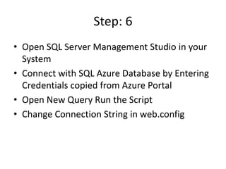 Migrated existing mvc or .net application to azure environment | PPTX
