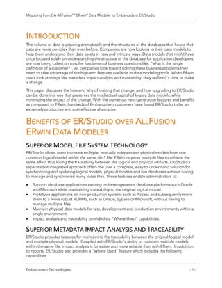 Migrating from CA AllFusionTM ERwin® Data Modeler to ER/Studio | PDF