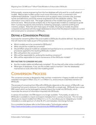 Migrating from CA AllFusionTM ERwin® Data Modeler to ER/Studio | PDF